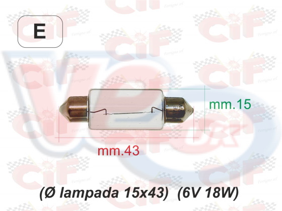 43mm FESTOON BULB – 6v 18w – VE UK