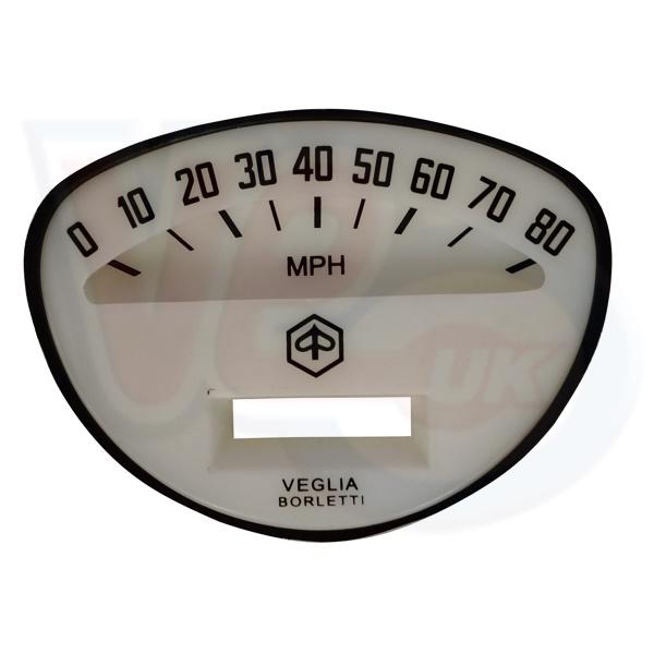 SPEEDOMETER FACE – WHITE 0-80 MPH – VESPA 50SS, 90SS, 90 RACER, GTR ...